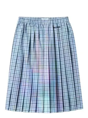 Miu Miu Pleated Checked Skirt - Blue