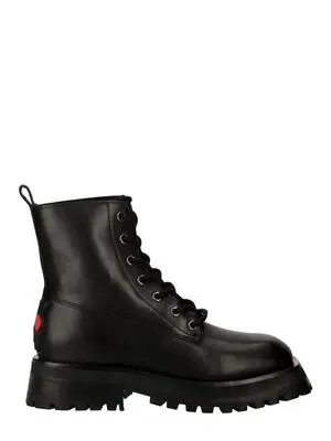 Dkny Leather Combat Boots - Black