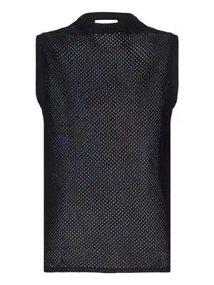 LANEUS Open-knit Vest - Black