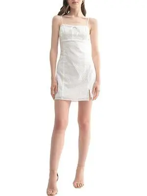 ALL IN FAVOR Embroidered Eyelet Cotton Minidress - White