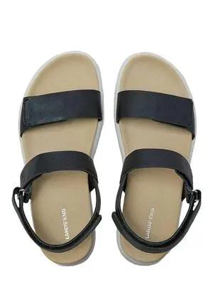 LANDS' END Adjustable Leather Sandals - Black