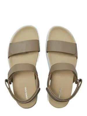 LANDS' END Adjustable Leather Sandals - Khaki