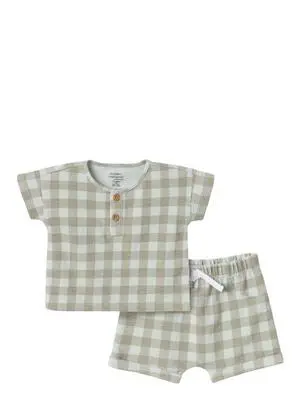 MODERN MOMENTS™ BY GERBER Henley Shirt And Shorts Set - Light Sky Gingham