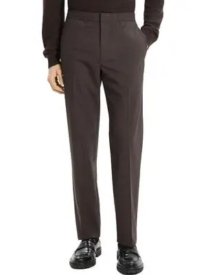 Theory Curtis Motion Wool-blend Trousers - Brownwood Melange