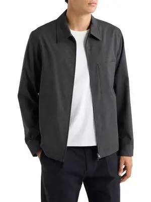 Theory Travel Motion Wool Blend Overshirt - Charcoal Melange