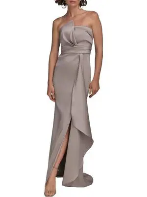 Donna Karan New York Asymmetric Strapless Gown - Cobblestone