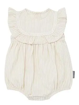 MODERN MOMENTS™ BY GERBER Ruffle Bubble Romper - Taupe Stripe