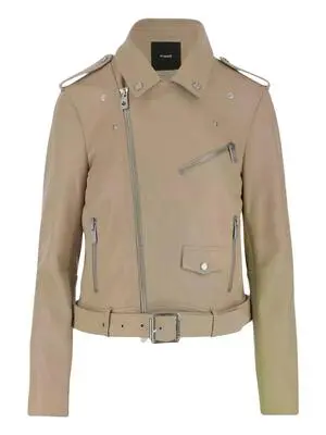 Pinko Leather Biker Jacket - Neutrals