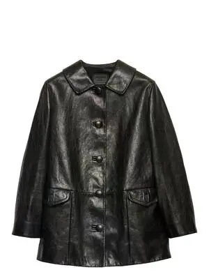 Prada Leather Button-up Jacket - Black