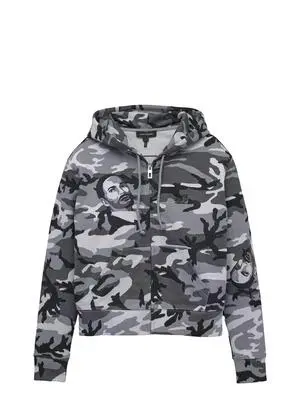 Marc Jacobs Logo-embroidered Camouflage Hoodie - Grey