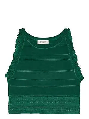 Sandro Sleeveless Cropped Knitted Top Verts