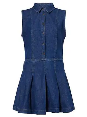 REFORMATION Arella Pleated Denim Mini Dress Flinders