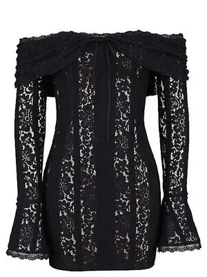 House Of Cb Sadie Off-shoulder Lace Mini Dress - Black