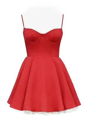 House Of Cb Minimoiselle Tulle Satin Mini Dress Flame Scarlet
