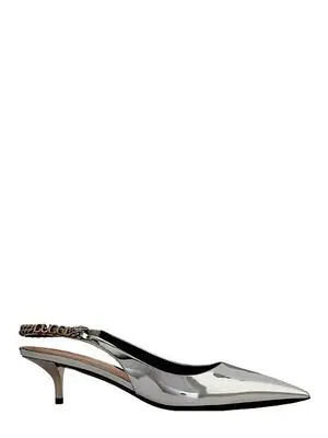 Gucci Signoria 45 Sling-back Leather Heeled Courts - Silver