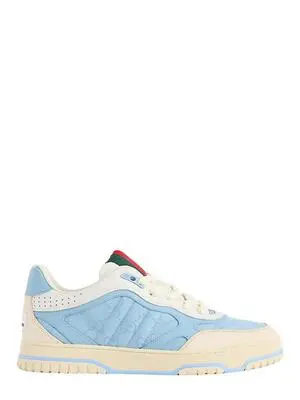 Gucci Re-web Gg Canvas And Leather Low-top Trainers - Ivory Pale Blue