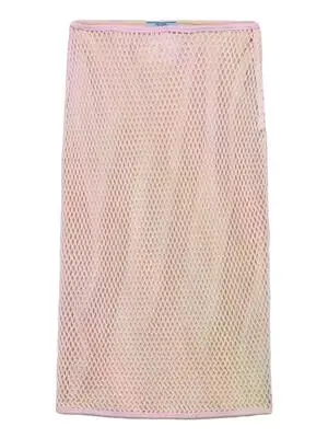 Prada Cotton Mesh Midi Skirt - Pink