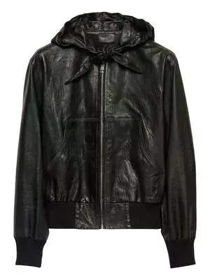 Prada Hooded Leather Jacket - Black