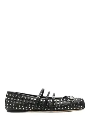 Gucci Stud-embellished Ballet Flats - Black