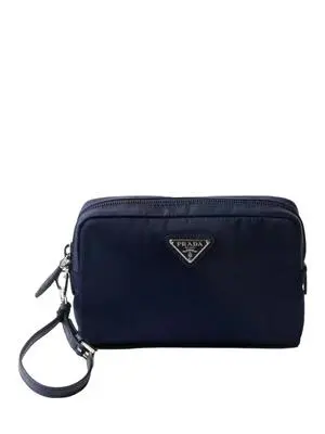 Prada Logo-plaque Makeup Bag - Blue