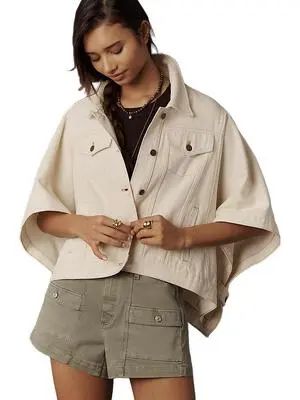 PILCRO Pilcro Weston Cape Denim Jacket Ivory