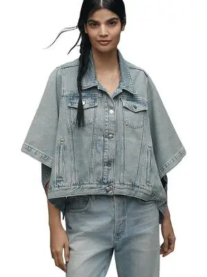 PILCRO Weston Cape Denim Jacket - Light Denim