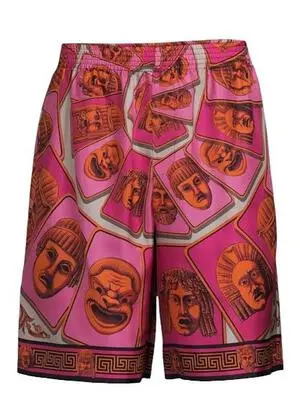 Versace Le Maschere Mask Silk Shorts Pink/red