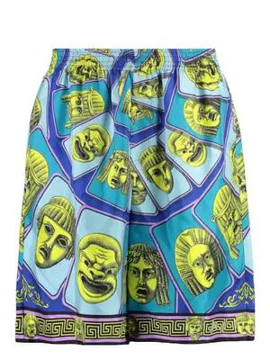 Versace Le Maschere Silk Shorts - Blue/green