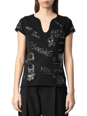 Zadig&Voltaire Tunisien Rhinestone Tee - Black
