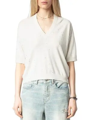 Zadig&Voltaire Wully Lico V Neck Sweater - Ecru