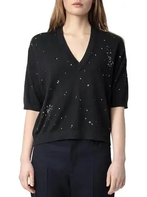 Zadig&Voltaire Zadig & Voltaire Wully Lico V Neck Sweater Stone