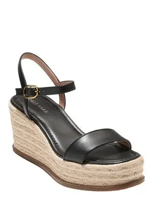 Cole Haan Keeton Espadrille Platform Sandals - Black Leather