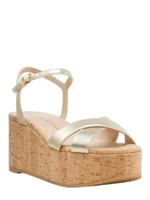 STUART WEITZMAN Dayna Platform Wedge Sandals - Light Gold