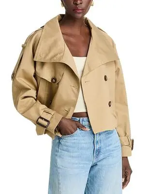 Aqua Crop Trench Coat - Khaki