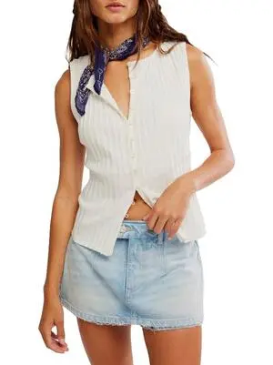 Free People Tilly Rib Button-up Top - Ivory