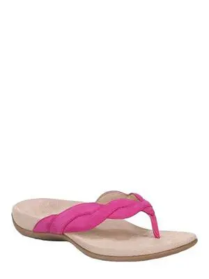 Vionic Braided Leather Flip Flop - Rose Violet