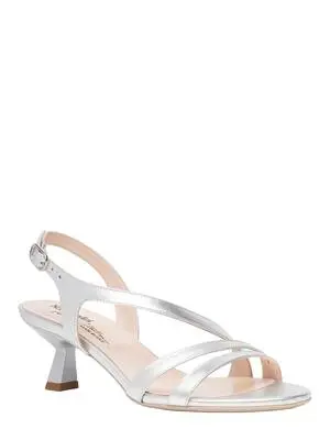 NEROGIARDINI Slingback Kitten Heel Sandal - Silver