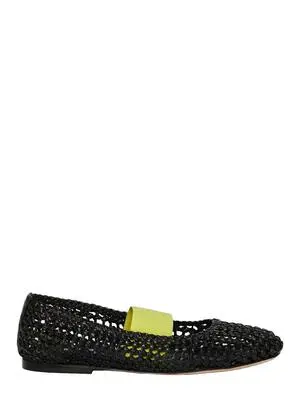 MSGM Leather Ballerina Flats - Black