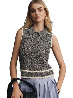 Central Park West Open-knit Tank Top - Grey