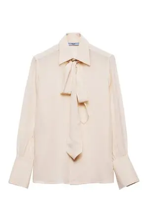 Prada Silk Marocain Blouse - Neutral