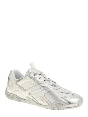 Versace Galaxia Metallic Leather Sneakers - Silver
