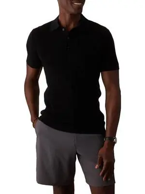 THE NORMAL BRAND Robles Textured Knit Polo - Black