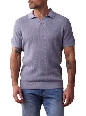 THE NORMAL BRAND Robles Textured Knit Polo Faded Denim