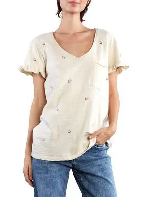 BILLY T Rosey Frill Sleeve T-shirt - Iced Latte
