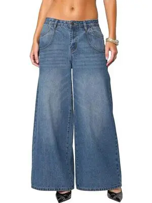EDIKTED Jayden Low-rise Wide-leg Jeans - Blue