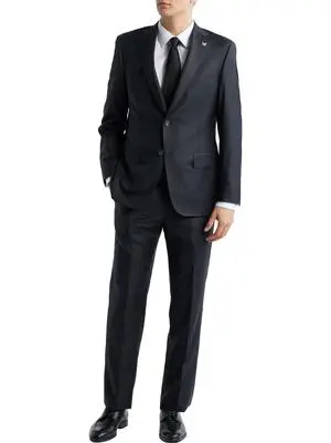HERITAGE GOLD Honey Way Regular Fit Super 150s Grey Wool Suit - Charcoal