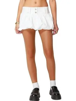 EDIKTED Emersyn Bubble Hem Miniskirt - White