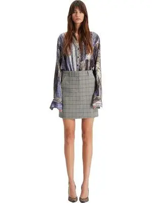 THEO THE LABEL Eudora Sequined Prince Of Wales Mini Skirt