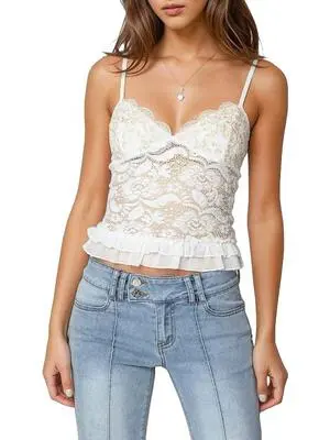 EDIKTED Torin Lacy Ruffle Camisole - White