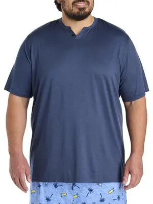 HARBOR BAY BY DXL Big & Tall Moisture-wicking Henley T-shirt - Navy Heather